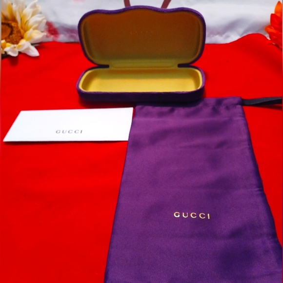 Gucci | Accessories | New Gucci Sunglasses Eyeglasses Case Gold Velvet ...